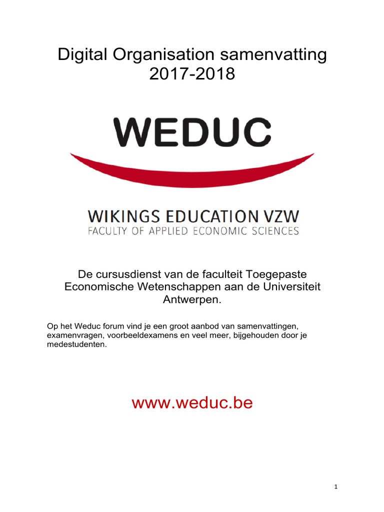 Samenvatting Weduc PDF | PDF | Business Process | Information System