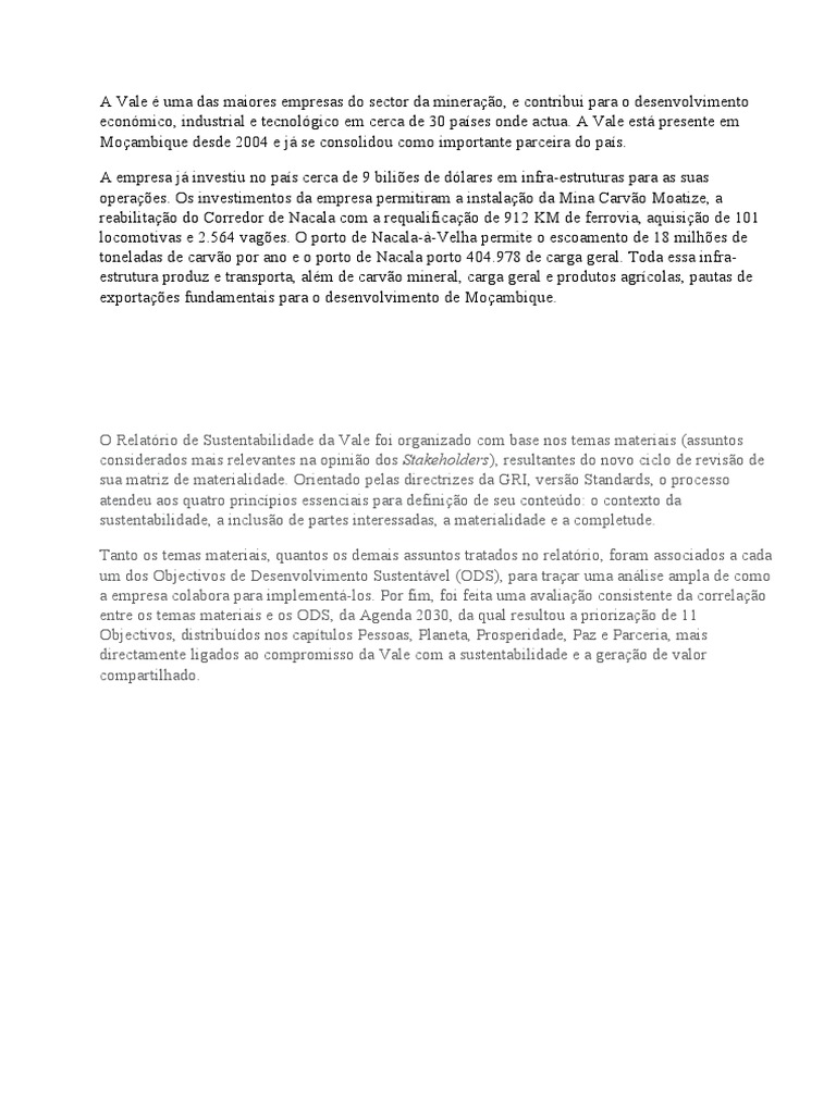 Vale Mocambique | PDF | Moçambique | Sustentabilidade