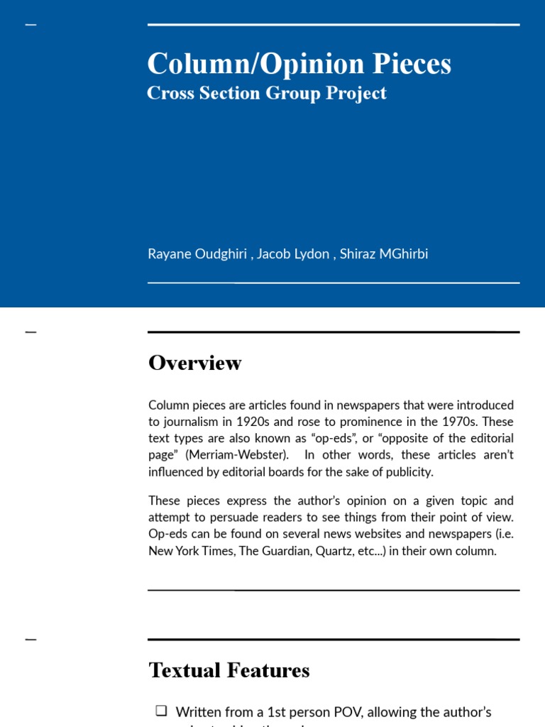 Copy of Column Opinion Pieces Cross Section Group Work - Rayane o Jacob ...