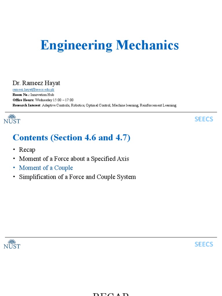 Engineering Mechanics Moments Forces Couples | PDF | Rotation Around A ...