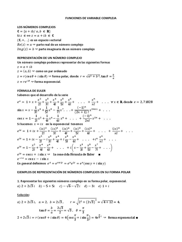 Funciones de Variable Compleja | Descargar gratis PDF | Número complejo ...