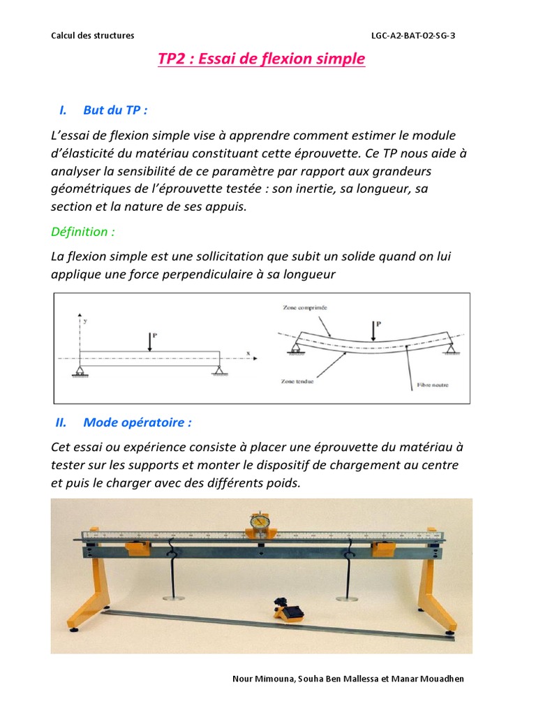 Essai de La Flexion Simple | PDF | Flexion (matériau) | Module de Young