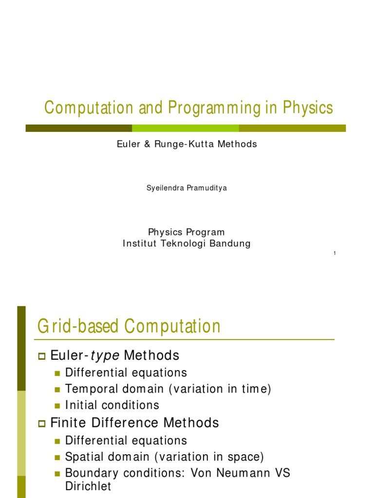 Computation and Programming in Physics - Euler & Runge-Kutta Methods | PDF | Ordinary ...