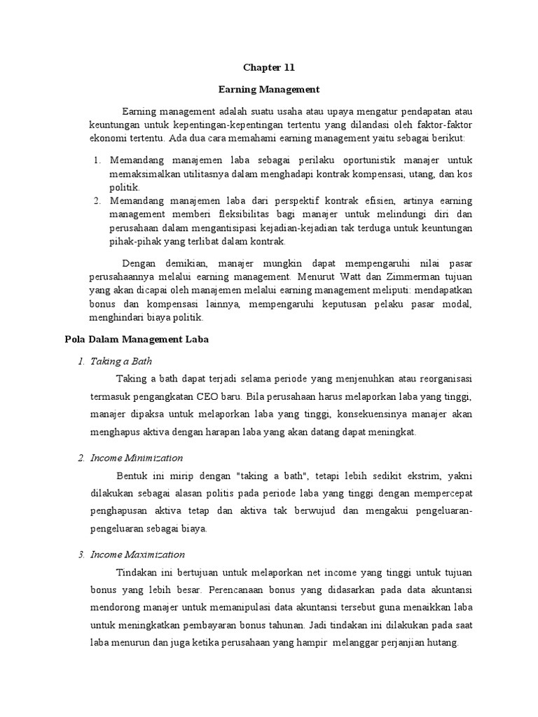Earning Management: Definisi dan Tujuan | PDF