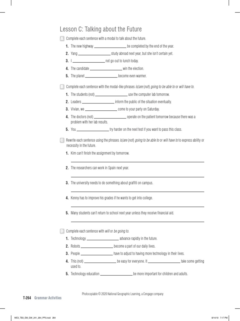 World English 3e Level 3 Grammar Activities Unit 12 Lesson C | Download ...