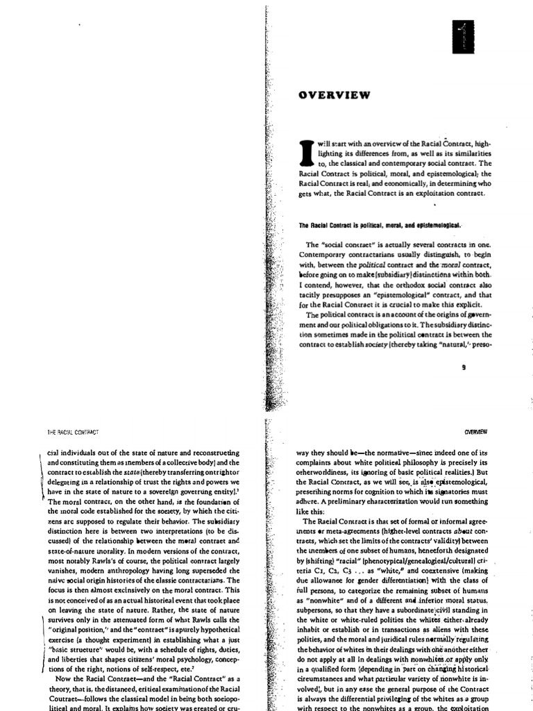 MILLS, Charles W. - The Racial Contract - Overview | PDF ...