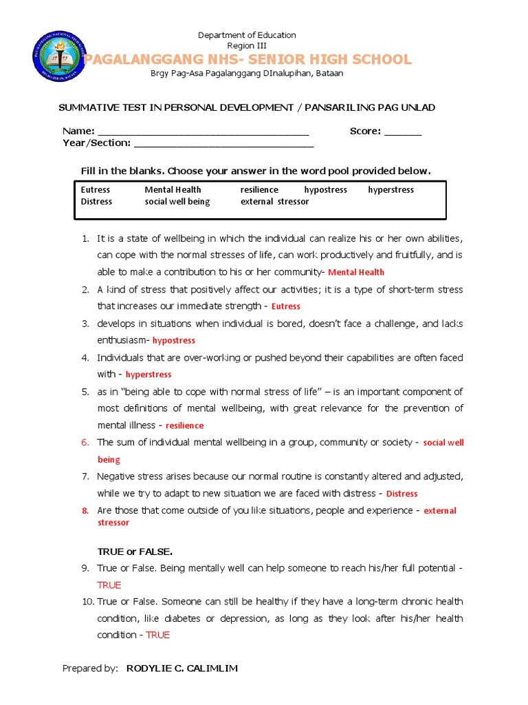 Summative Test Perdev 3rd | PDF | Career & Growth