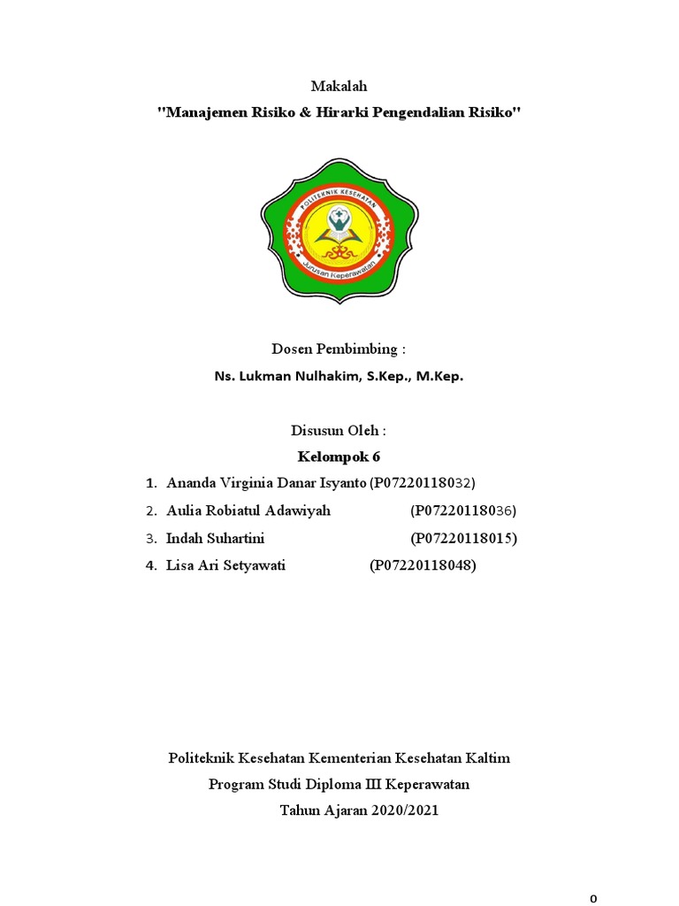 (K3) (KEL.6) Manajemen Risiko & Hirarki Pengendalian - Risiko | PDF