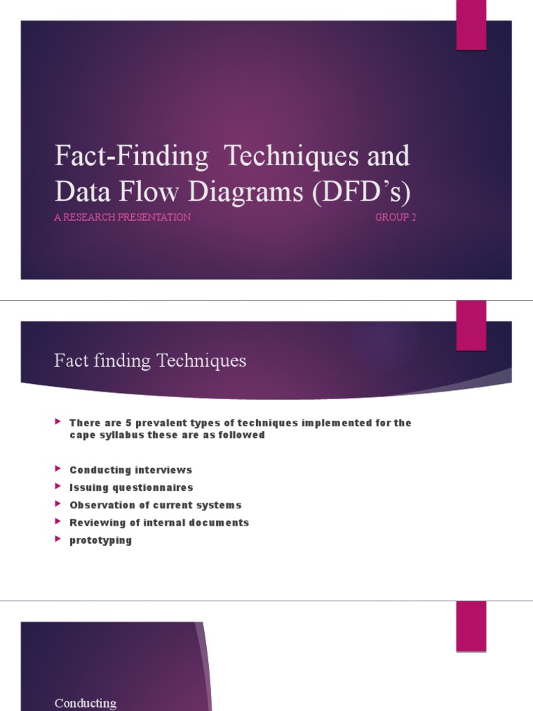 Fact-Finding Techniques and Data Flow Diagrams (DFD's | PDF | Interview ...