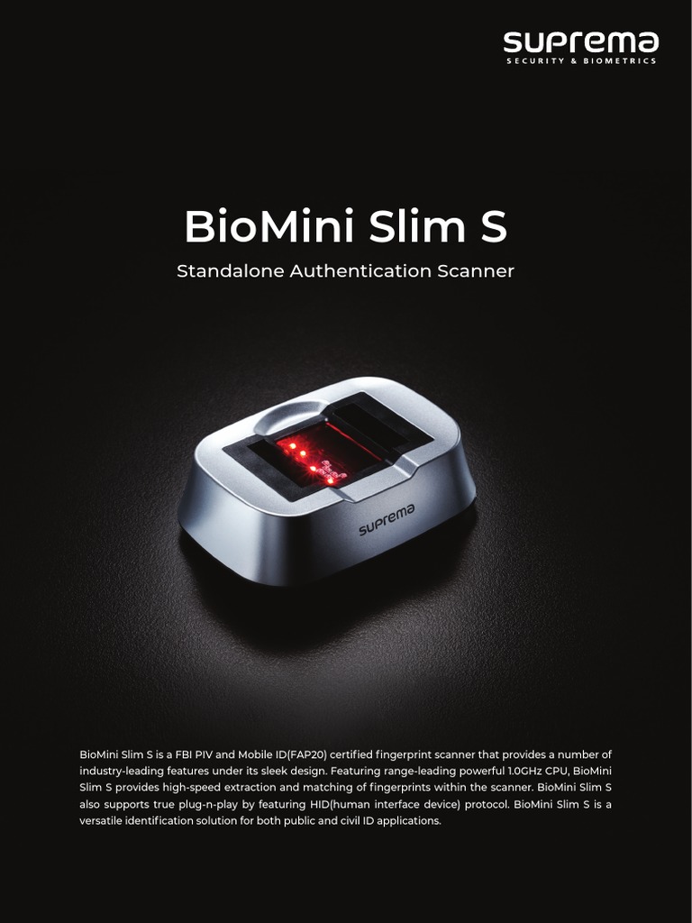 Biomini Slim S: Standalone Authentication Scanner | PDF | Image Scanner ...