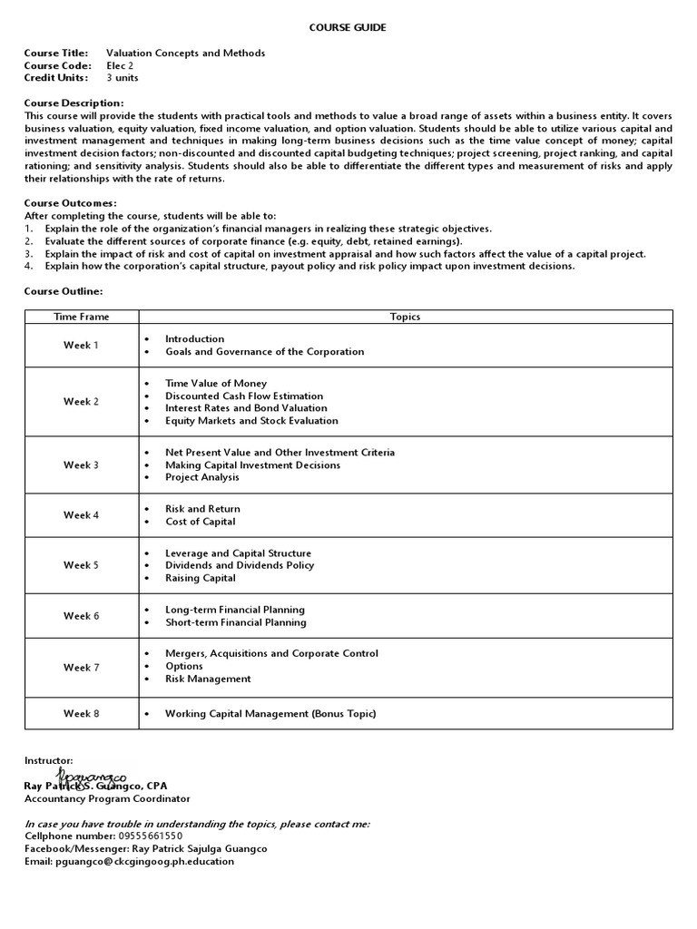 Course Guide Course Title: Course Code: Elec 2 Credit Units: Course Description | PDF ...