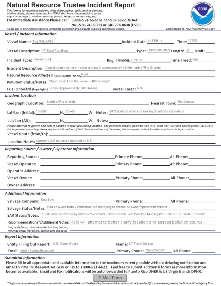 Tug Salvage Report - 11FEB11 | PDF | Marine Salvage | Water Transport