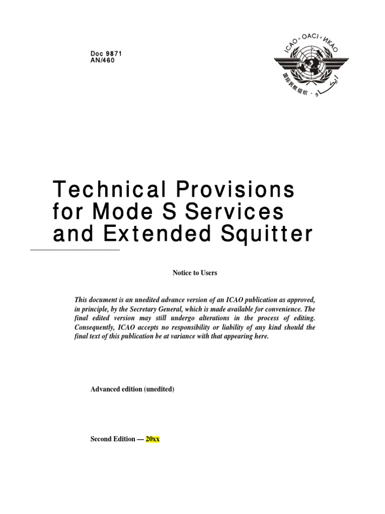 Icao Doc 9871 - Technical Provisions For Mode S - Advanced Edition 1 ...