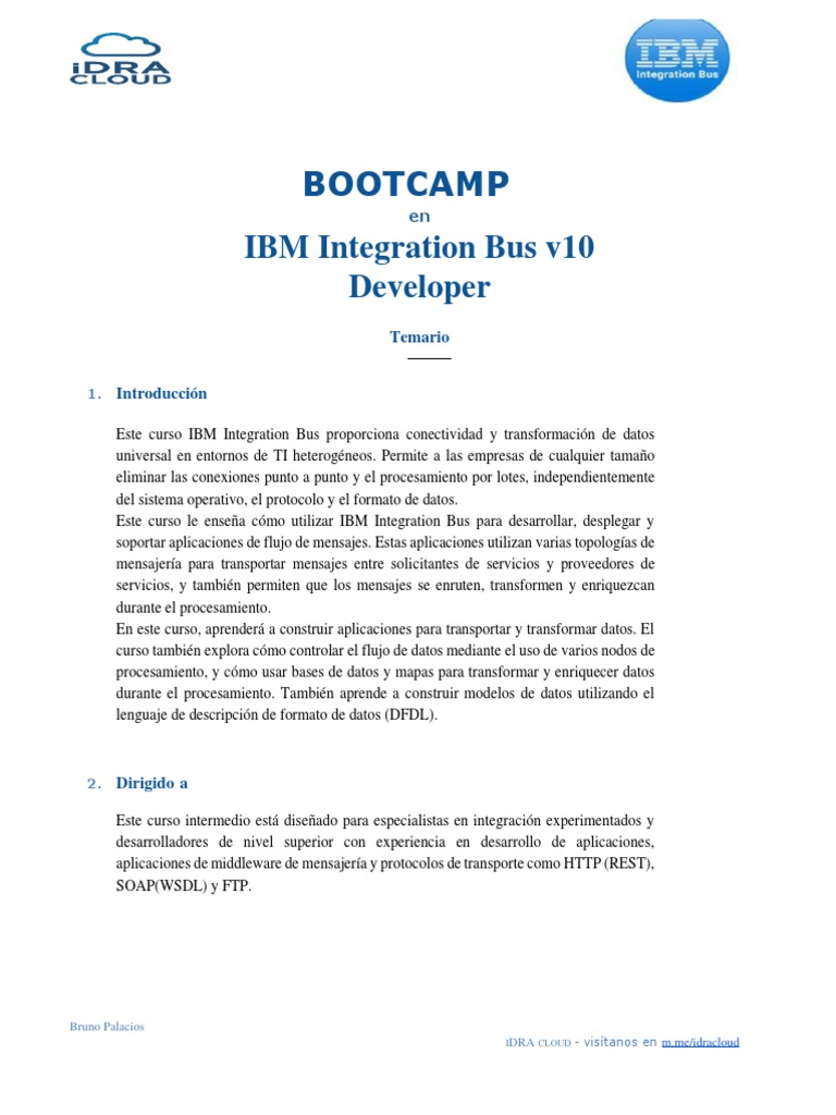 IDRA Cloud Silabus IBM Integration Bus v10 - Developer | PDF | Ciencias de la Computación ...
