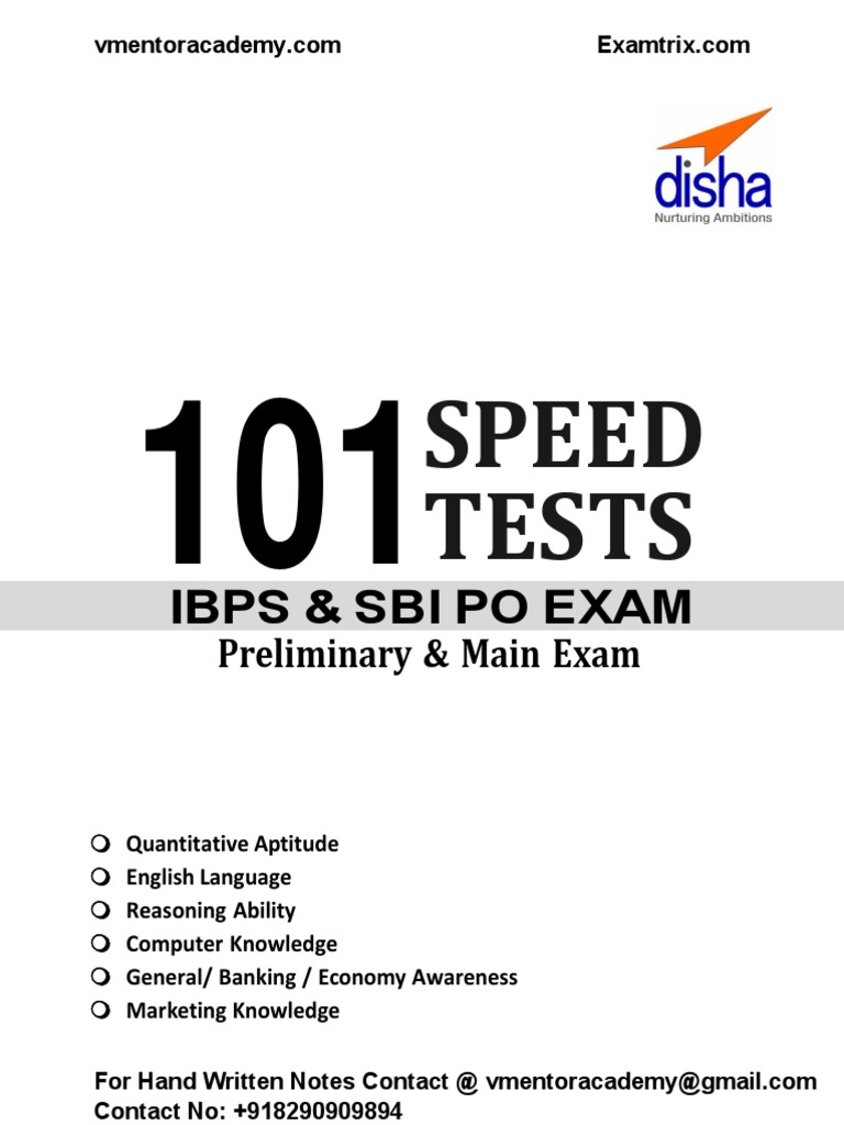 101 Speed Tests For IBPS SBI Bank PO Exam 4th Edition - Nodrm PDF | PDF ...