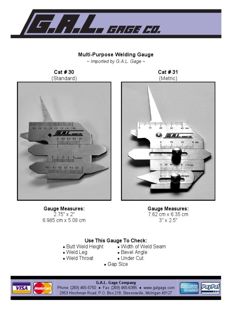 Multi-Purpose Welding Gauge: (Standard) (Metric) | PDF