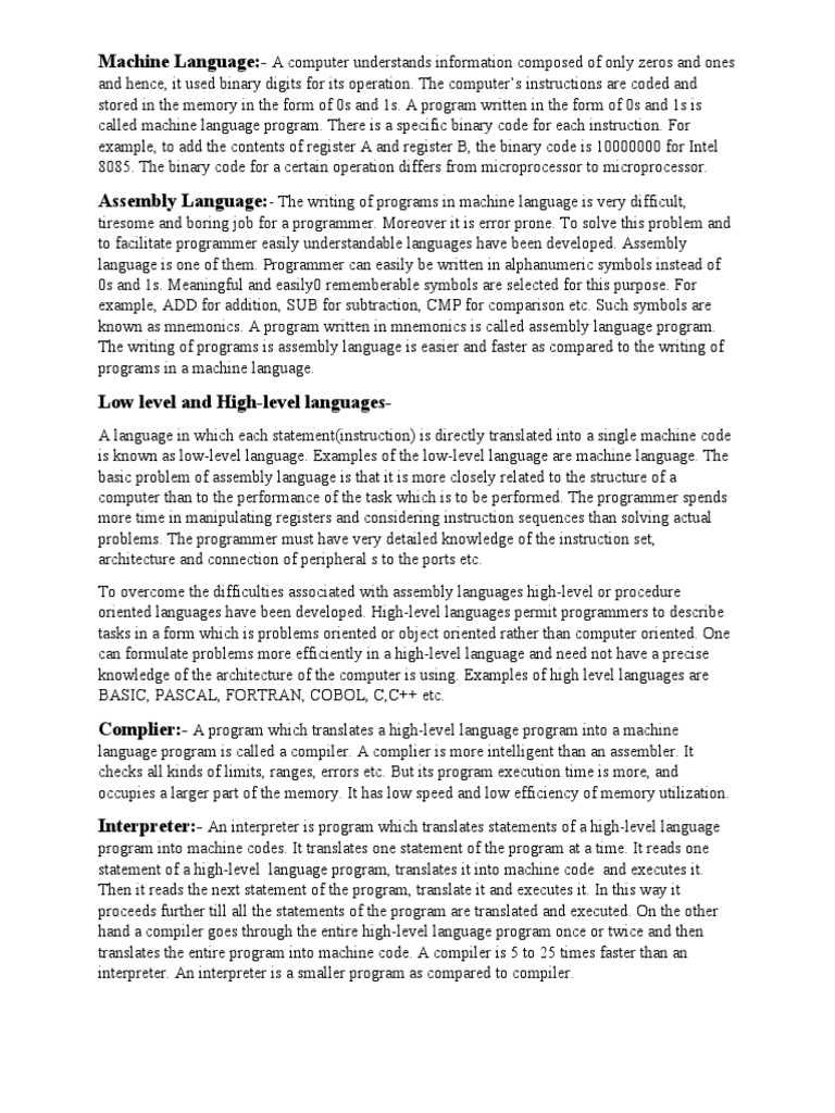 Machine Language Pdf Assembly Language Computer Program