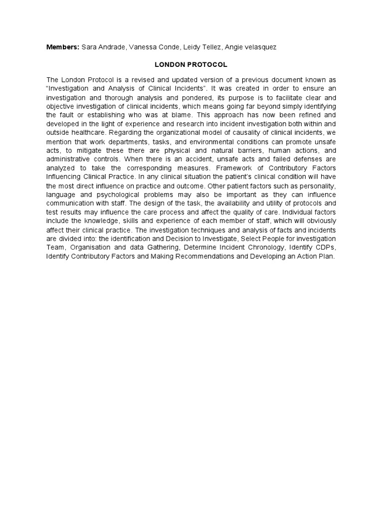 London Protocol: Clinical Incident Analysis | PDF
