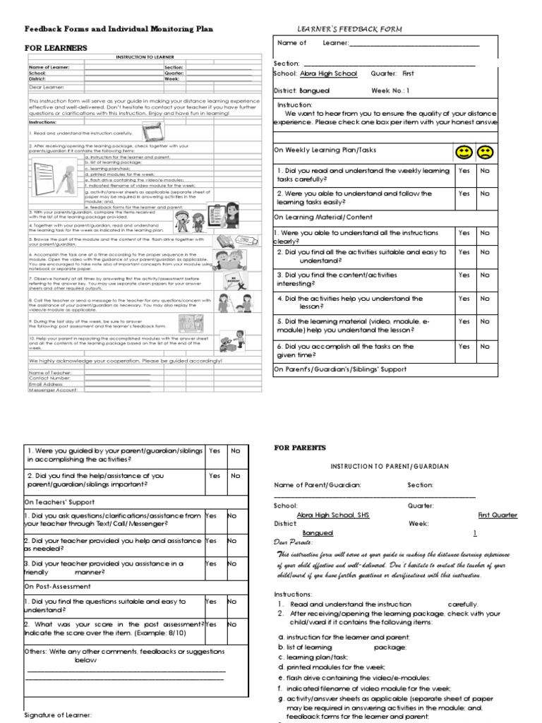 Distance Learning Feedback Forms | PDF | Learning | Educational Psychology