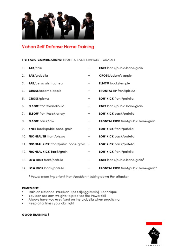 Vohan Self Defense: Basic Combos Guide | PDF | Language Arts & Discipline