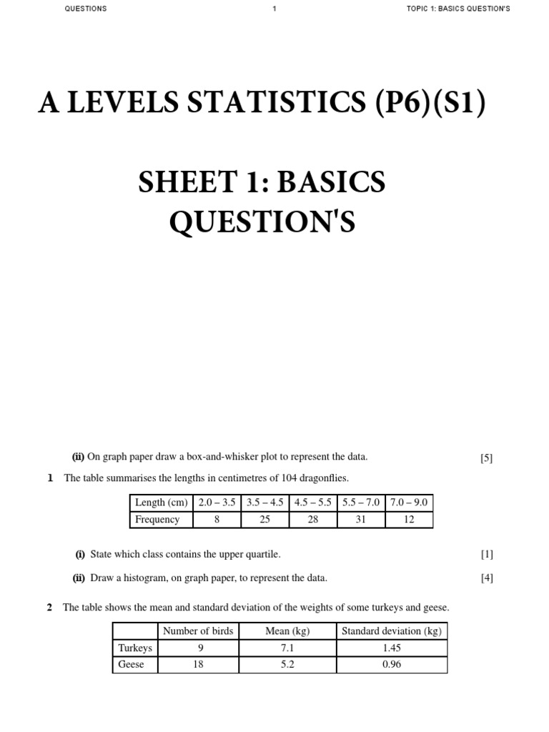 Basic Stats Questions | PDF | Quartile | Standard Deviation