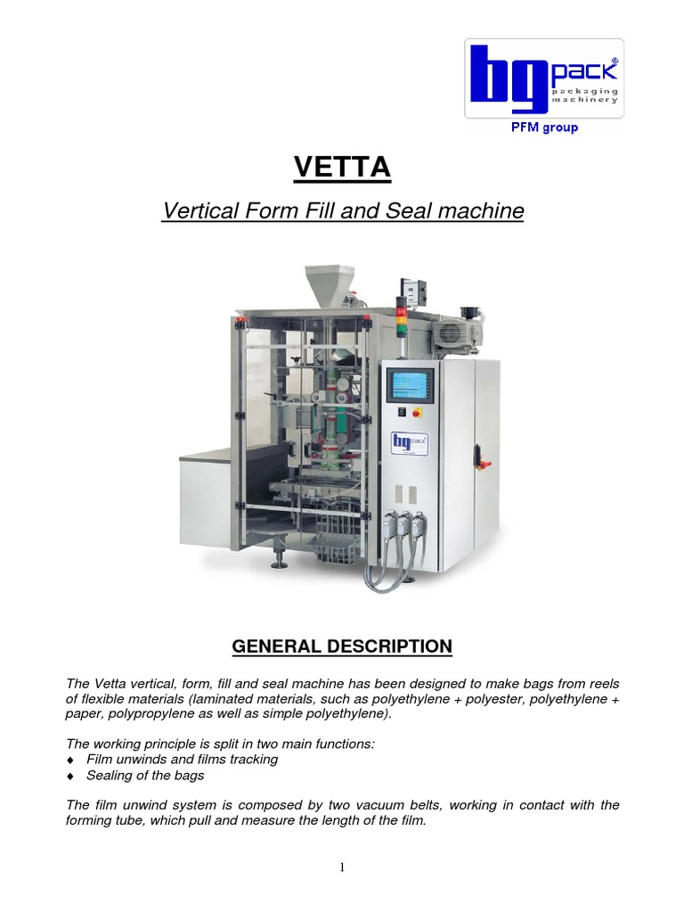 Vetta: Vertical Form Fill and Seal Machine | PDF | Machines ...