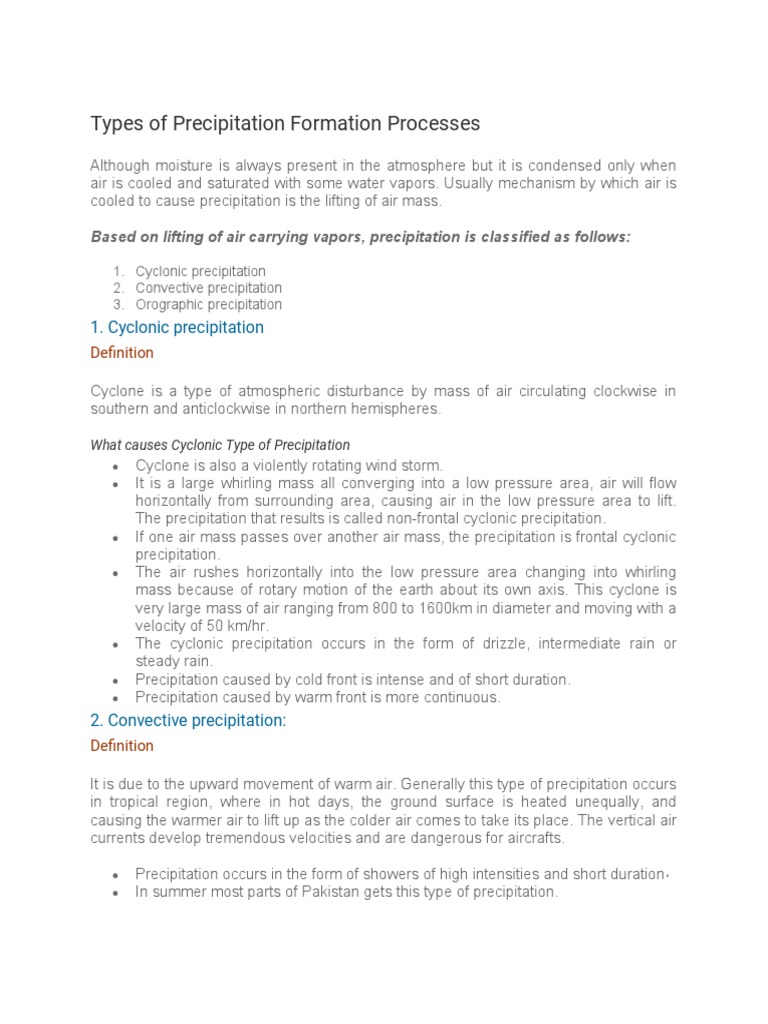 Types of Precipitation Formation Processes | Download Free PDF ...