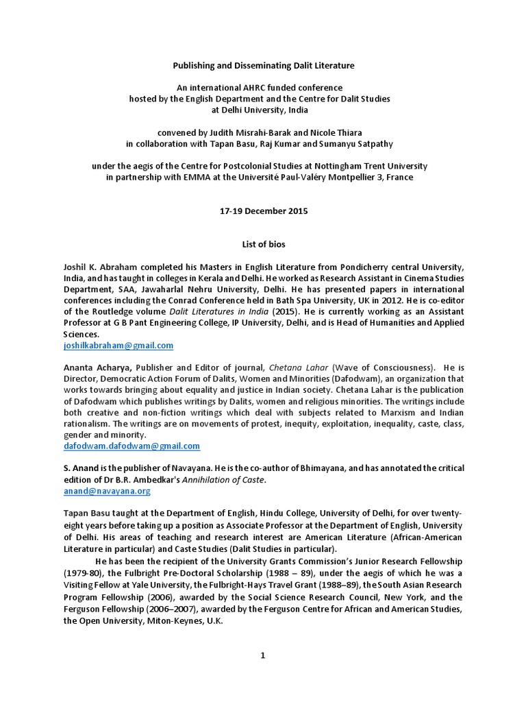 Publishing and Disseminating Dalit Literature: Joshil K. Abraham | PDF