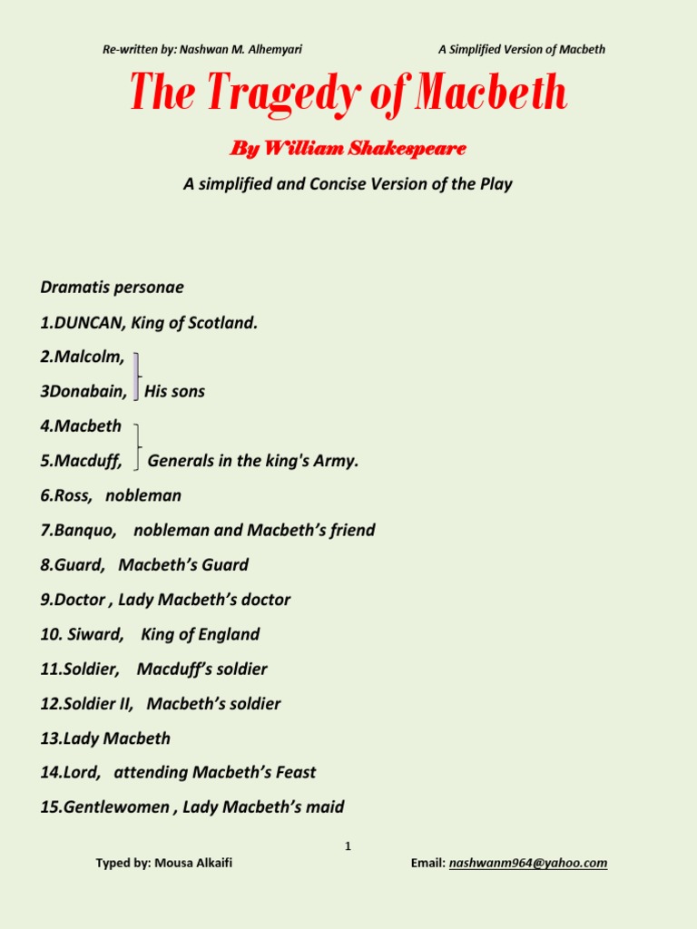 Simplified Macbeth: A Concise Guide | PDF | Macbeth | Shakespearean ...