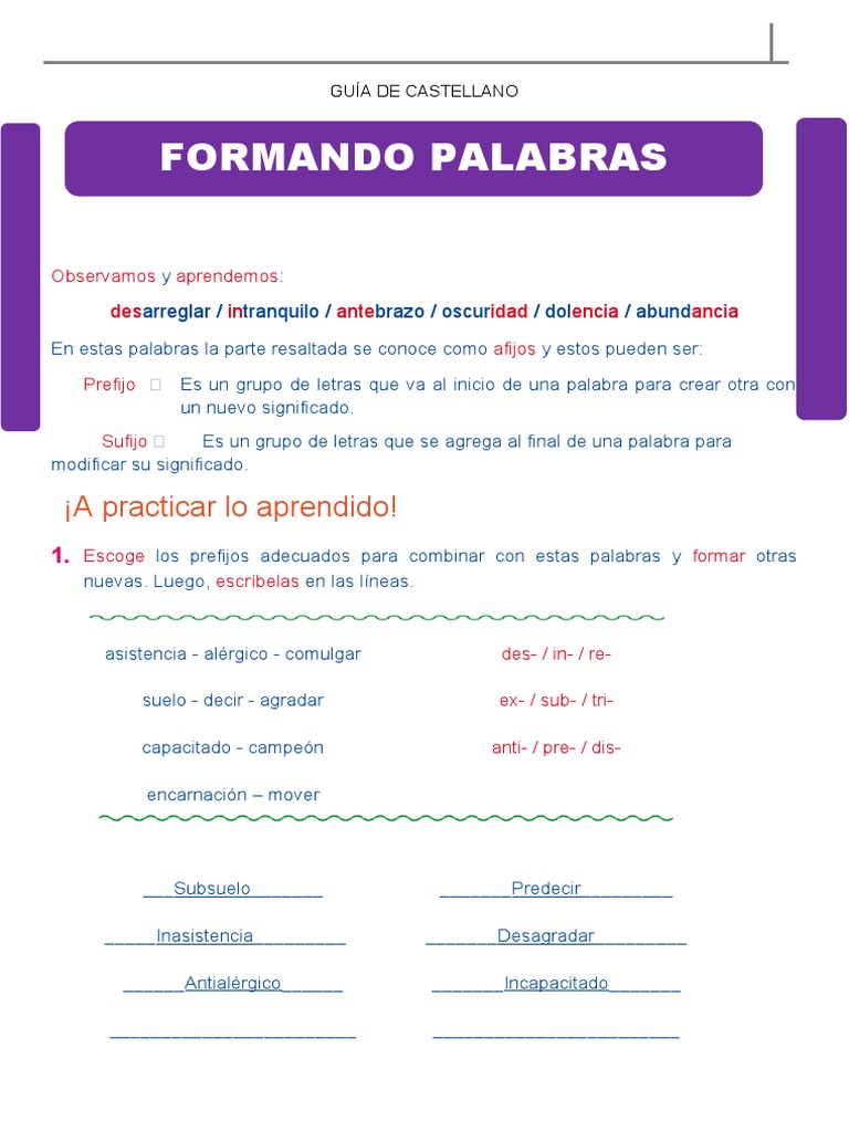 Guía de Castellano Sufijos y Prefijos | PDF | Morfología | Lingüística