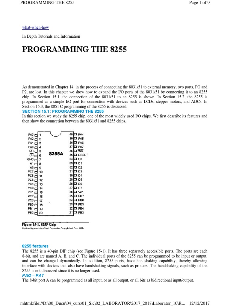 Programming The 8255: What-When-How | PDF | Information And ...