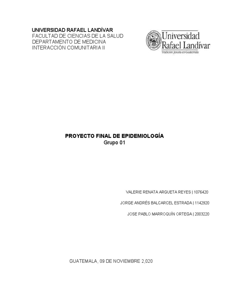 Proyecto Final Epi | PDF | Dieta | Diarrea