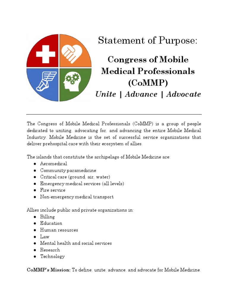 CoMMP Statement of Purpose | PDF | Emergency Medical Services | Health Care