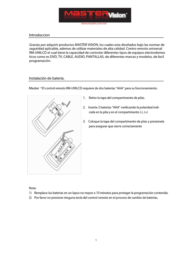 RM Unilcd PDF | PDF | Control remoto | Grabadora de vídeo digital