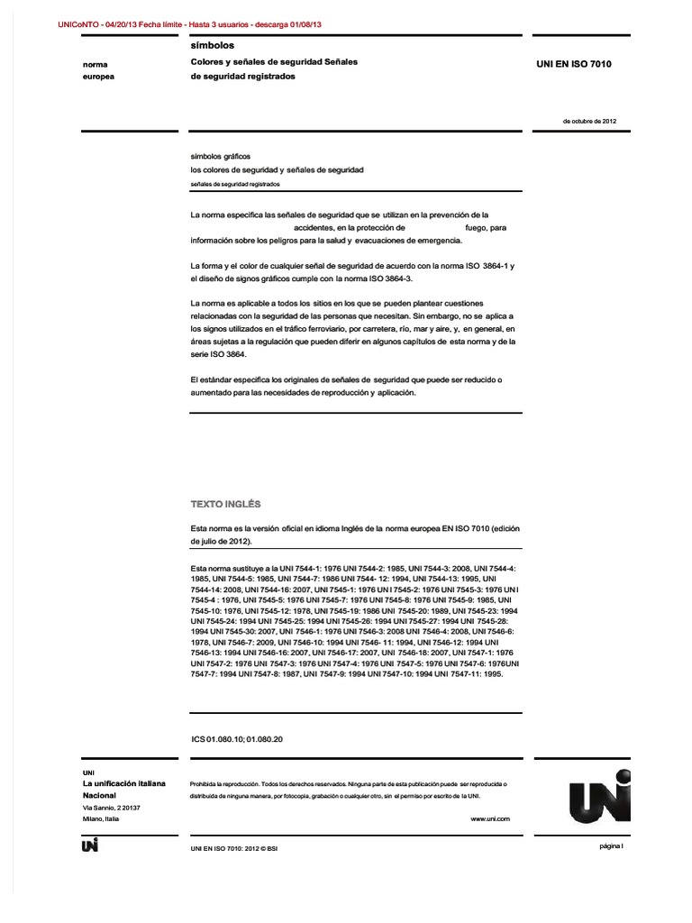 En Une Iso 7010 PDF | PDF | Organización internacional para la ...