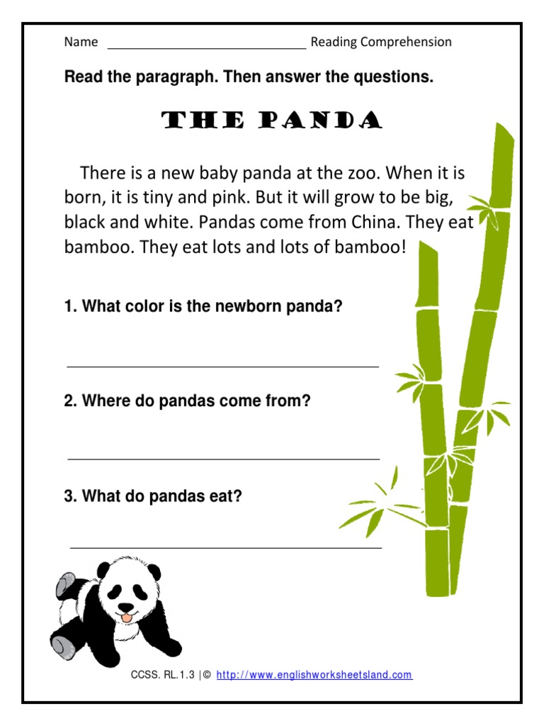 Panda Reading Comprehension for Kids | PDF | Language Arts & Discipline