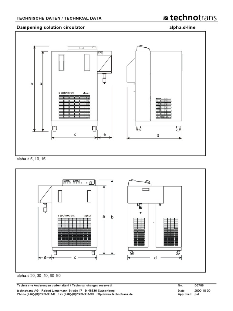 Dampening Solution Circulator Alpha.d-Line: Technische Daten / Technical Data | Download Free ...
