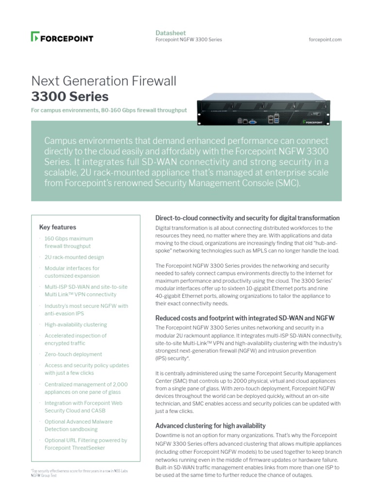 Datasheet Forcepoint NGFW 3300 Series en PDF | PDF | Cloud Computing | Virtual Private Network