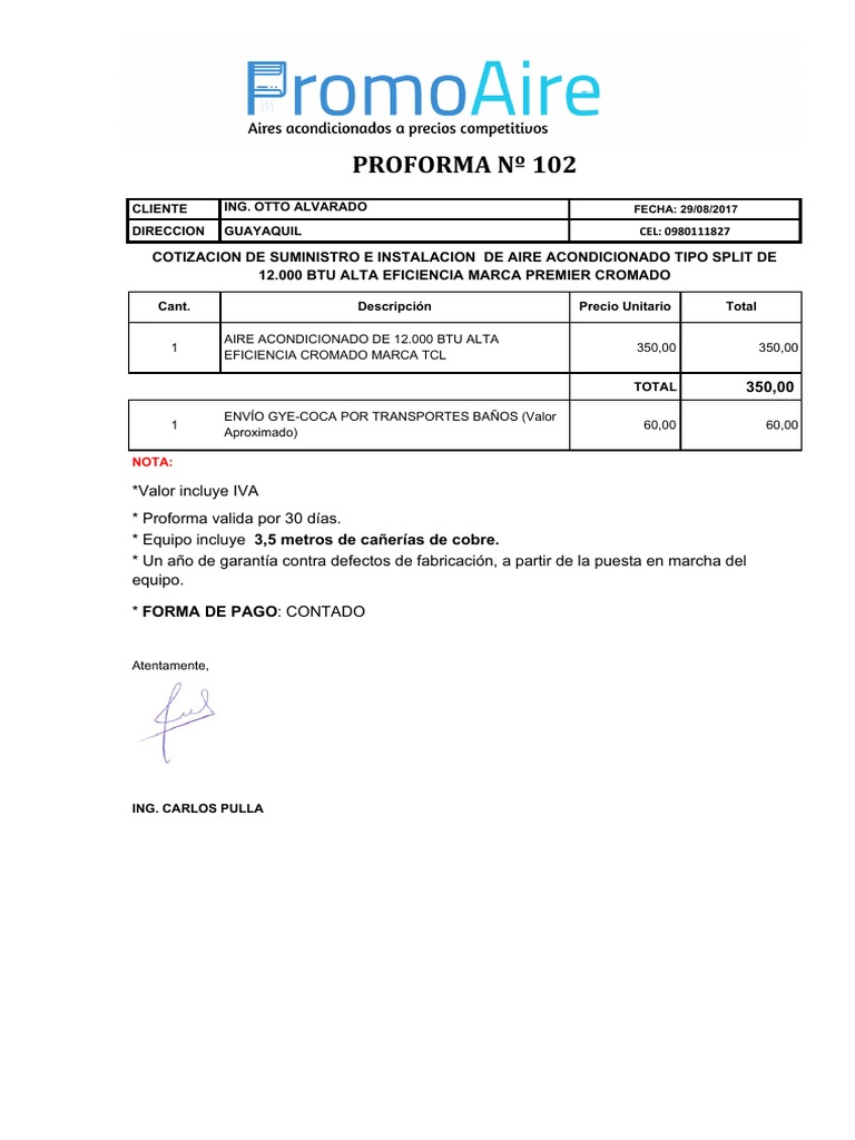 Proforma COCA | PDF