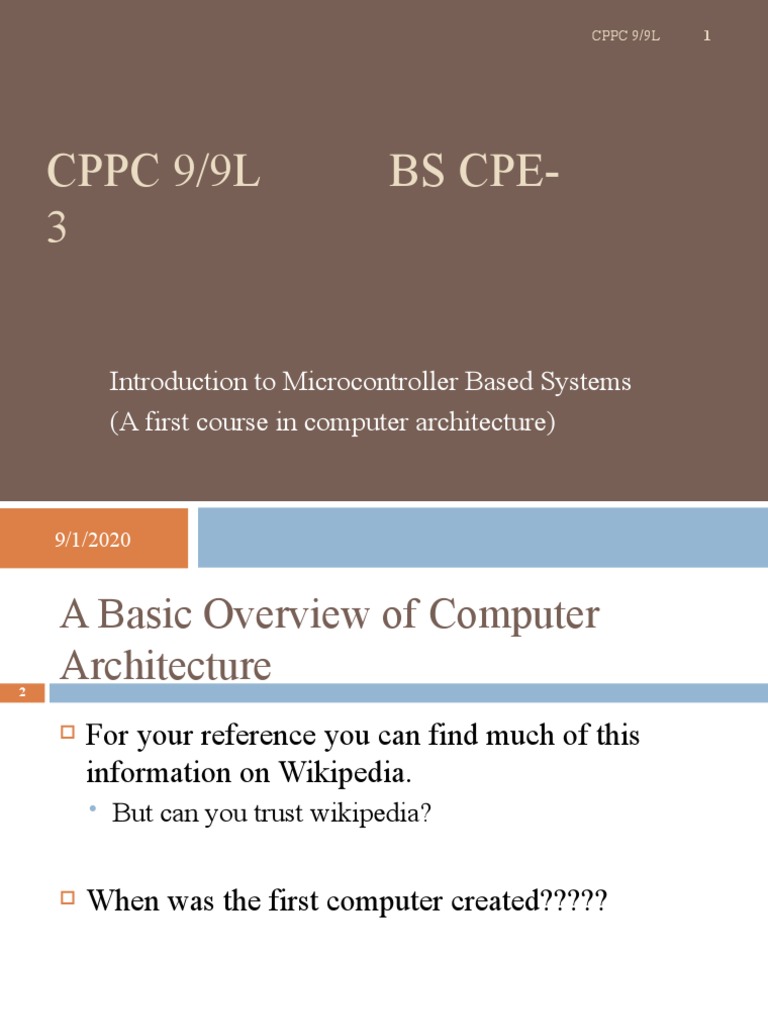 Cppc 99l Bs Cpe 3 Introduction To Microcontroller Based Systems A First Course In Computer
