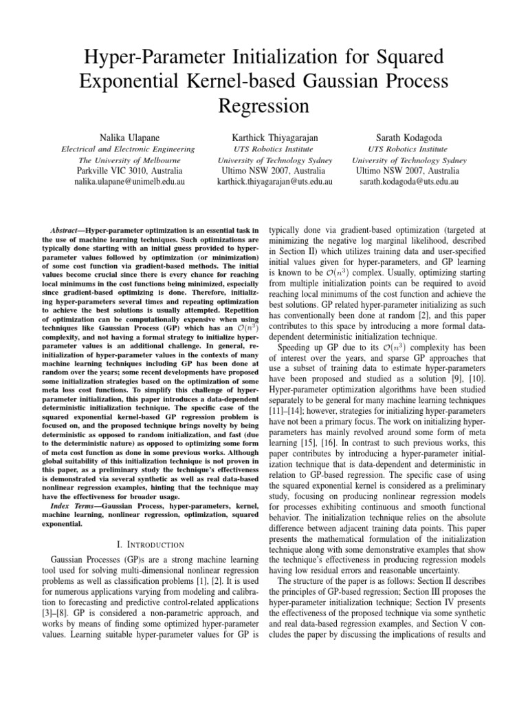 Hyper-Parameter Initialization For Squared Exponential Kernel-Based ...