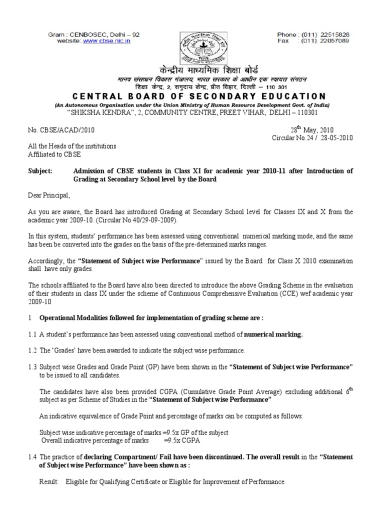 XTH CGPA Conversion CBSE | PDF | University And College Admission ...
