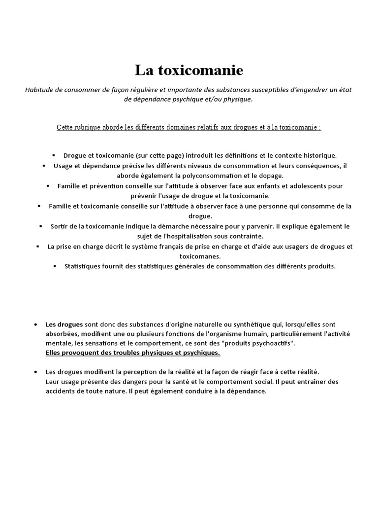 La Toxicomanie | PDF