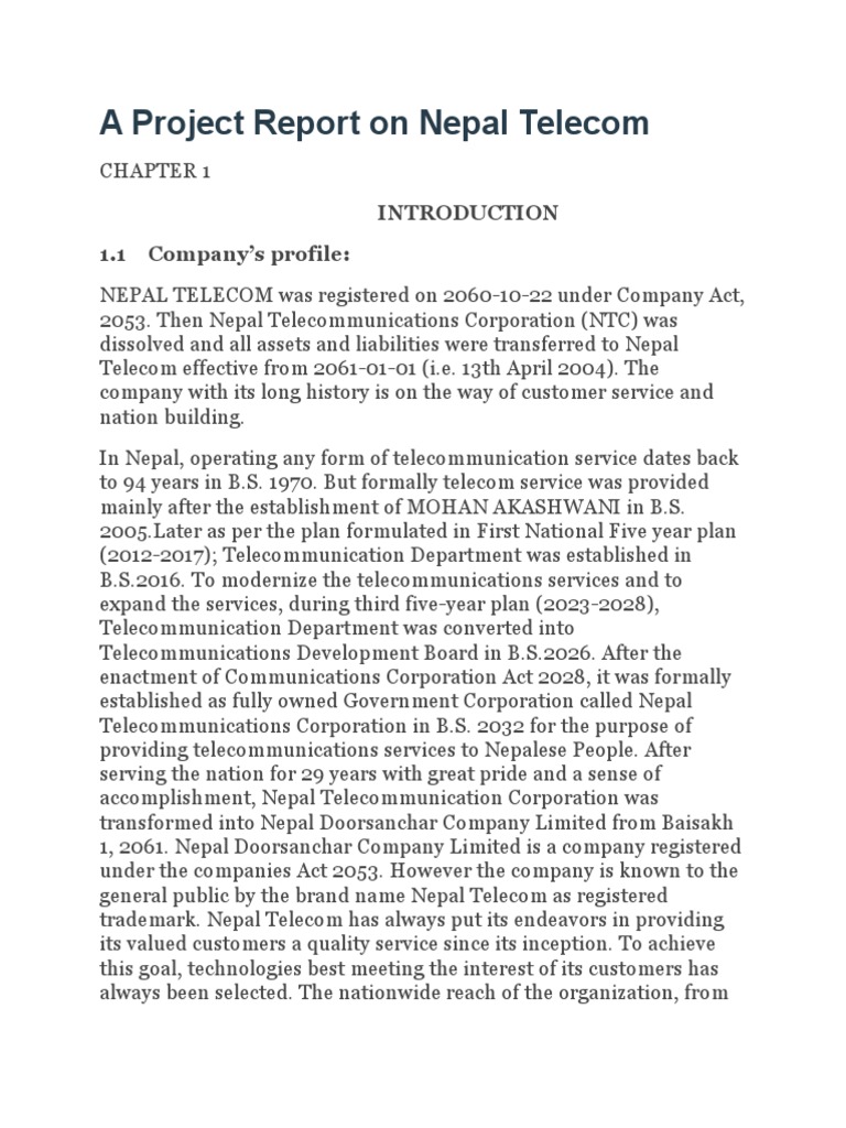 A Project Report On Nepal Telecom | PDF | General Packet Radio Service ...