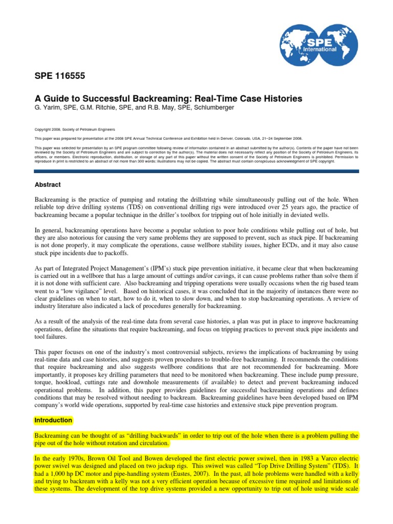 A Guide To Successful Backreaming (09-08) PDF | PDF | Drilling Rig ...