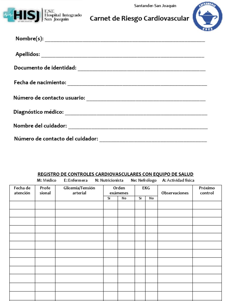 Carnet Pacientes Riesgo Cardiovascular | PDF