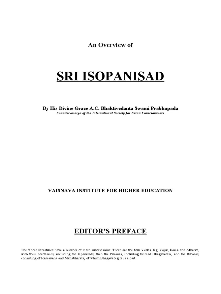 Sri Isopanisad Book | PDF | Mantra | Bhagavata Purana