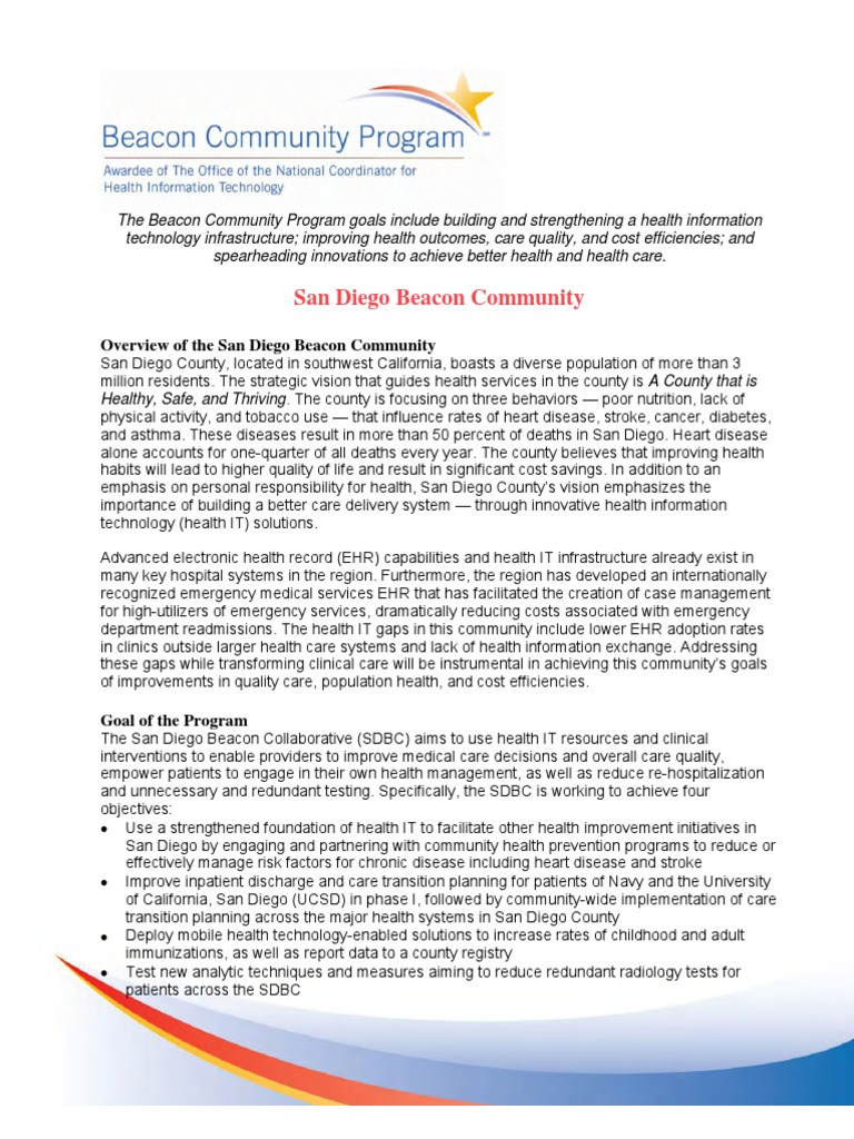 San Diego Beacon Community | PDF | Public Health | Health Informatics