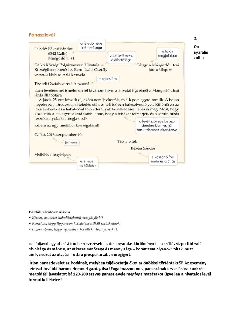 Panaszlevél Minta | PDF