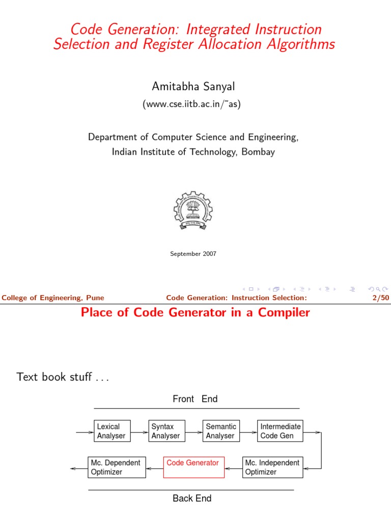 Code Generation Integrated Instruction Selection And Register Allocation Algorithms Pdf